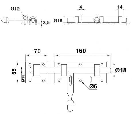 Verrou écurie porte-cadenas - Quincaillerie Portalet